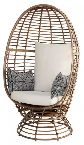 StyleWell Wicker Swivel Egg Lounge Patio Chair for $239 - FRS50006B-BR