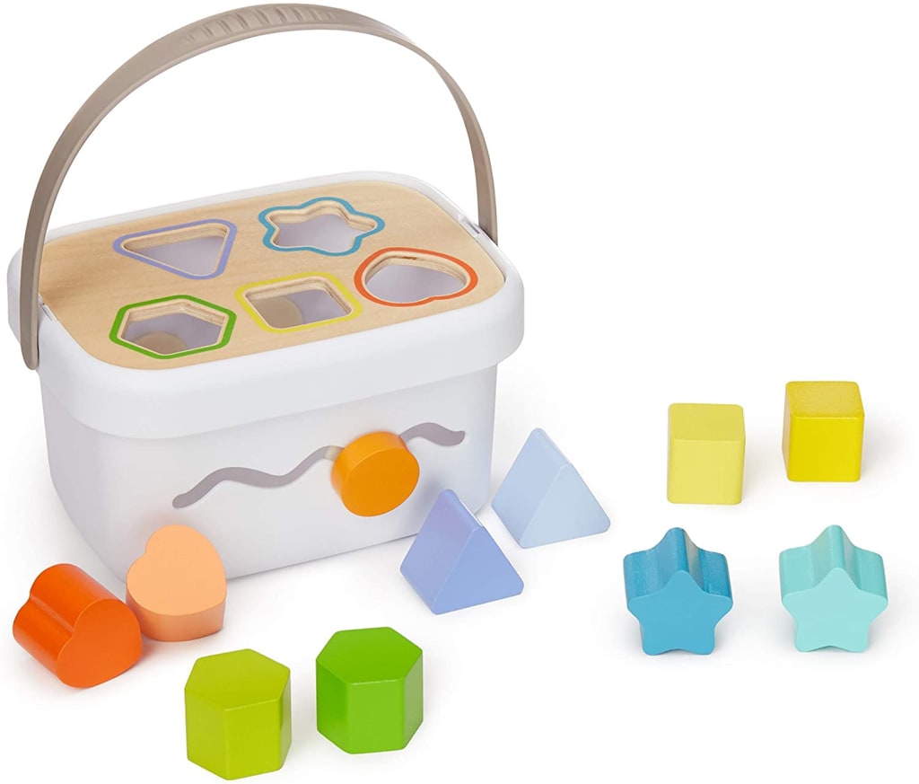 Amazon Basics Wooden Shape Sorter & Rainbow Stacker for $13 - 899101