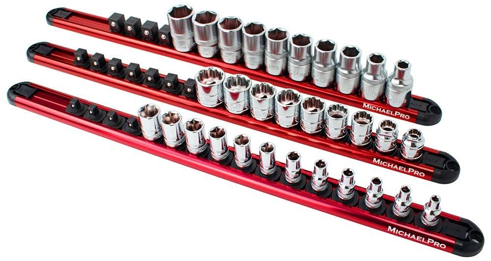 MichaelPro 3-Piece Aluminum Socket Organizer Rail for $19 - MP014001