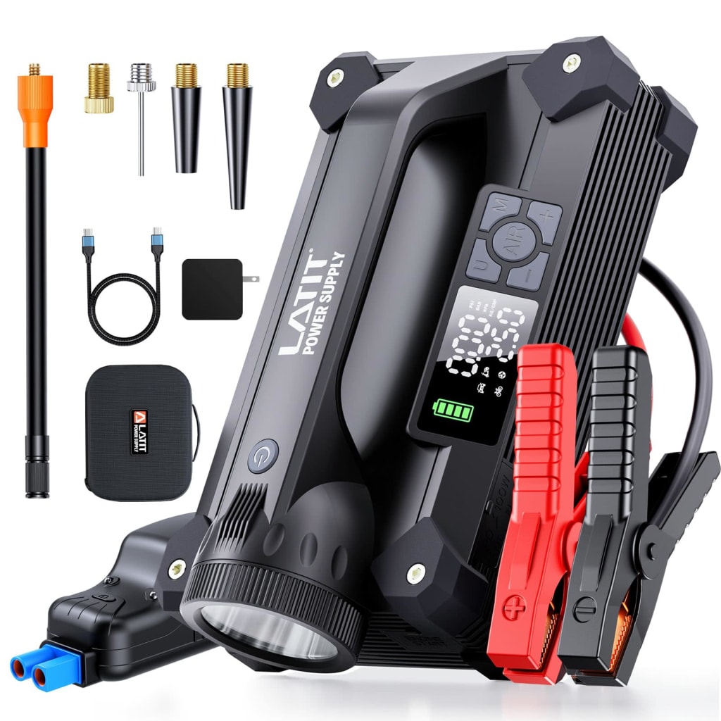 Latit 6,000A Jump Starter with Air Compressor for $60 - Qi-04S