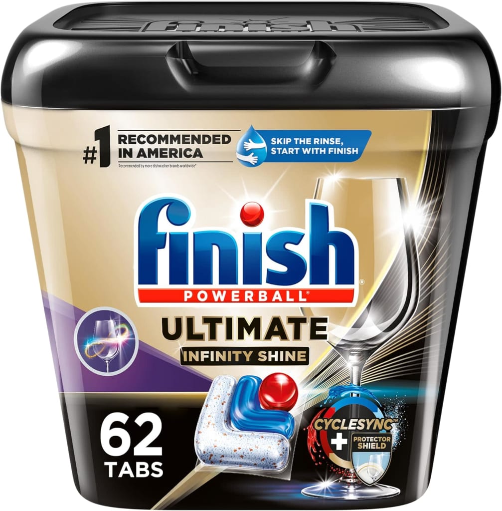 Finish 62-Count Ultimate Plus Infinity Shine Dishwasher Detergent for ...