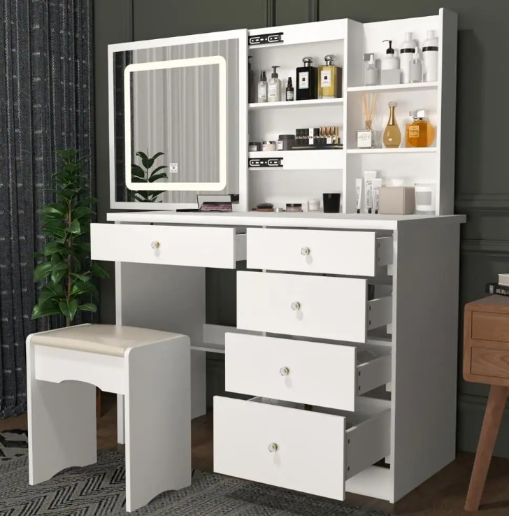 5-Drawer Wood Vanity Set for $198 - KF210141-03