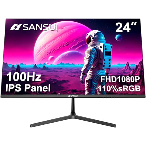 SANSUI 24 Inch 100Hz FHD Monitor, IPS Computer Monitor HDMI VGA Ports ...
