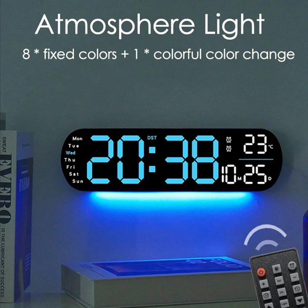 LED Digital Ambient Light Wall Clock for $24