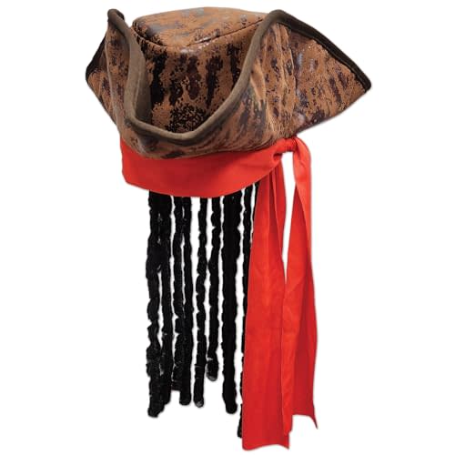 Beistle Caribbean Pirate Hat with Dreadlocks - One Size Fits Most ...