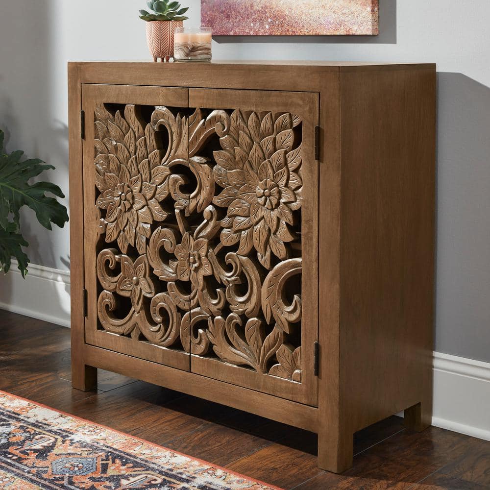 Home Decorators Collection Nadia Carved Solid Hardwood Accent Cabinet ...