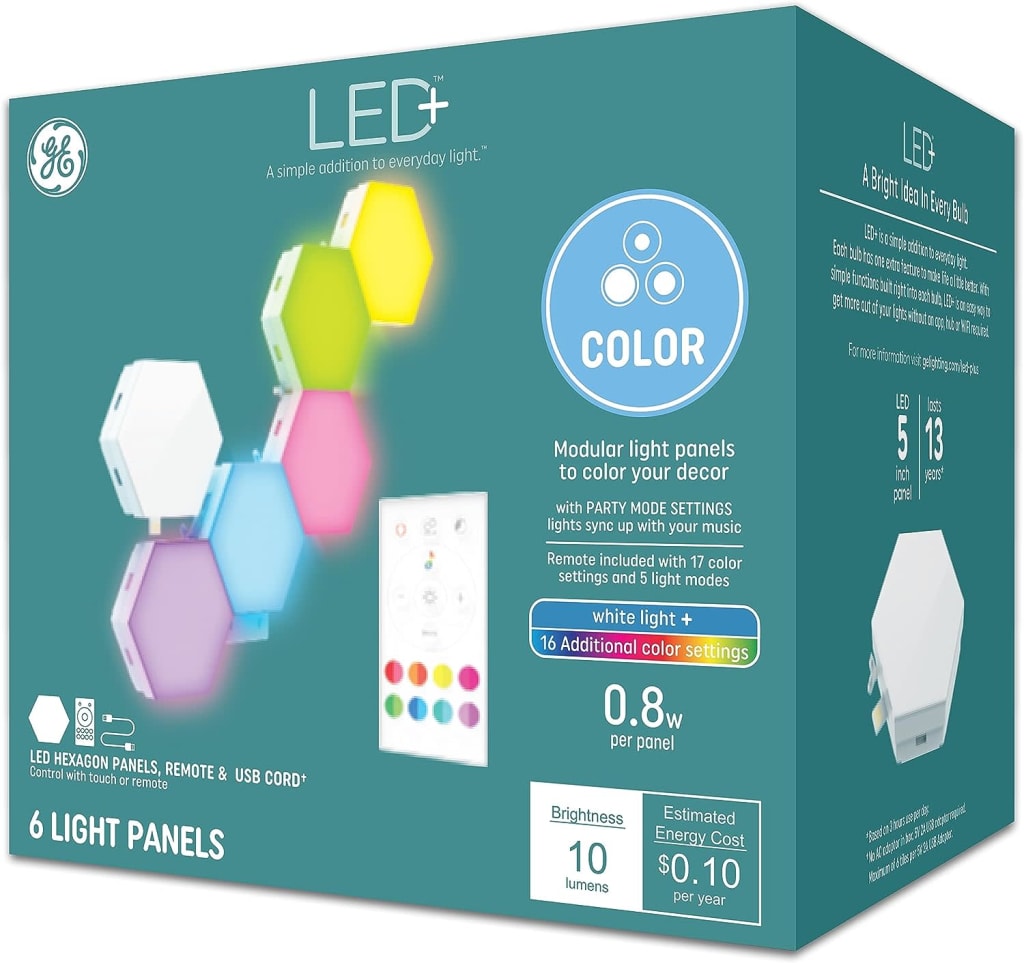 GE LED+ Color Changing LED Hexagon Tile Panels for $43 - 93129895