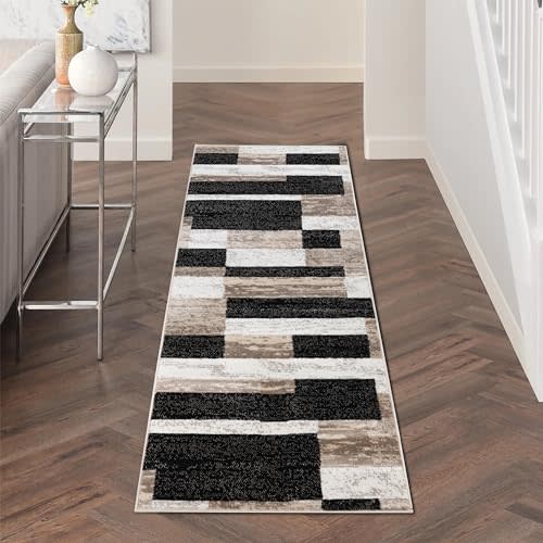 Superior Indoor Runner Rug, Jute Backed, Modern Geometric Patchwork ...