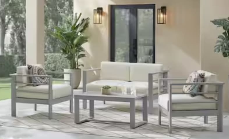 Home Decorators Collection Kentwell 4-Piece Aluminum Outdoor Patio Set ...