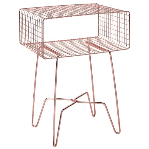mDesign Modern Industrial Side Table with Storage Shelf, 2-Tier Metal ...