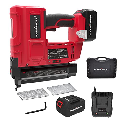 PowerSmart Cordless Brad Nailer and Stapler Kit, 20V 18 Gauge Cordless ...