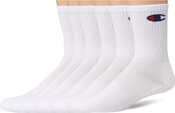 Champion Men's Double Dry Moisture Wicking Crew Socks 6-Pair Pack for ...
