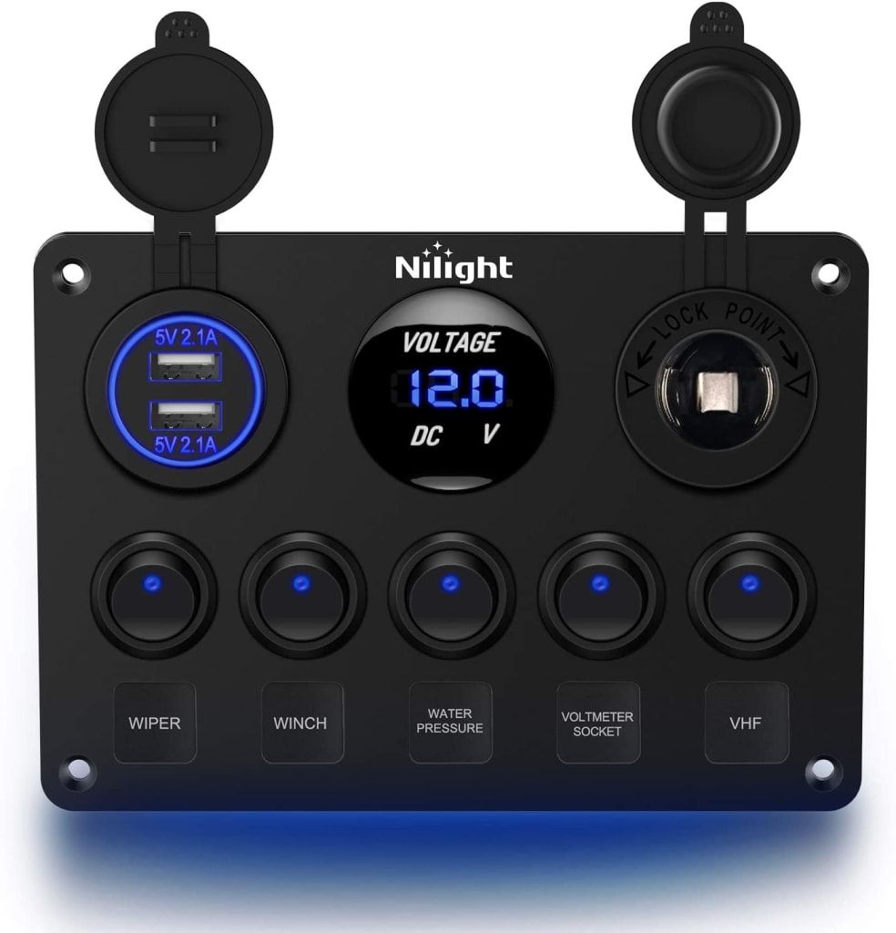 Nilight Multi-Functional 5 Gang Switch Panel for $25 - 90101E
