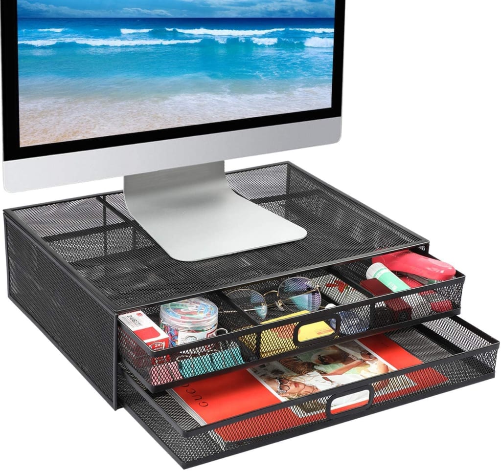 Huanuo Mesh Monitor Stand Riser w/ Drawers for $20 - ‎HN-LM5