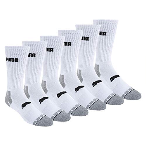 PUMA mens 6 Pack Crew running socks, White/Grey, 13-Oct US for $24 ...