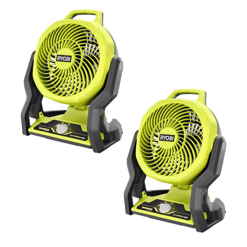 Ryobi ONE+ 18V Cordless 7-1/2 in. Hybrid Fan 2-Pack for $99 - PCL811B2SB