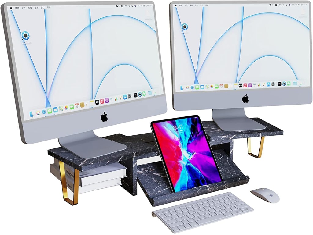 Wegastu Adjustable Dual Monitor Shelf for $26 - PCAC-001