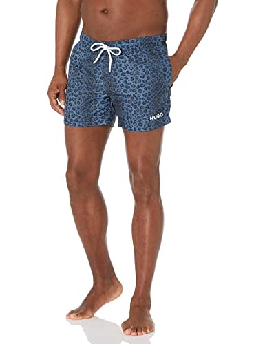 HUGO Mens Modern Animal Print Swim Trunks, Spruce Blue Animal Print, XX ...