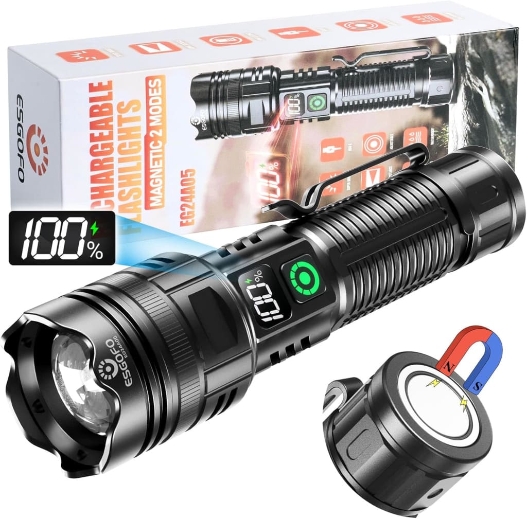 Esgofo Rechargeable Long Distance Magnetic LED Flashlight for $11 - EG24A05