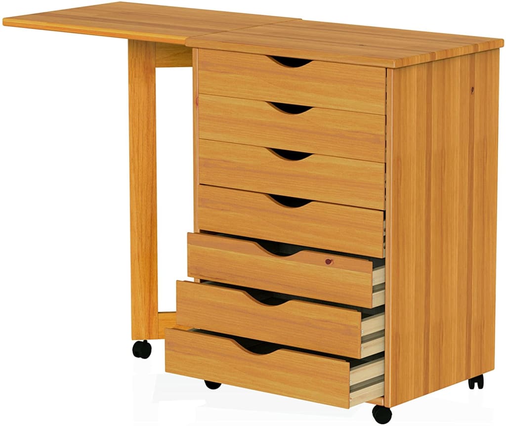 Adeptus 7-Drawer Gate Leg Roll Cart Desk for $103 - 76178