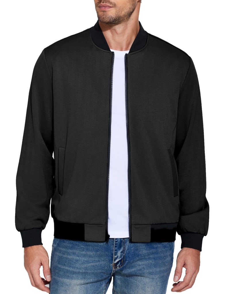Coofandy Men's Casual Zip Up Bomber Jacket for $16