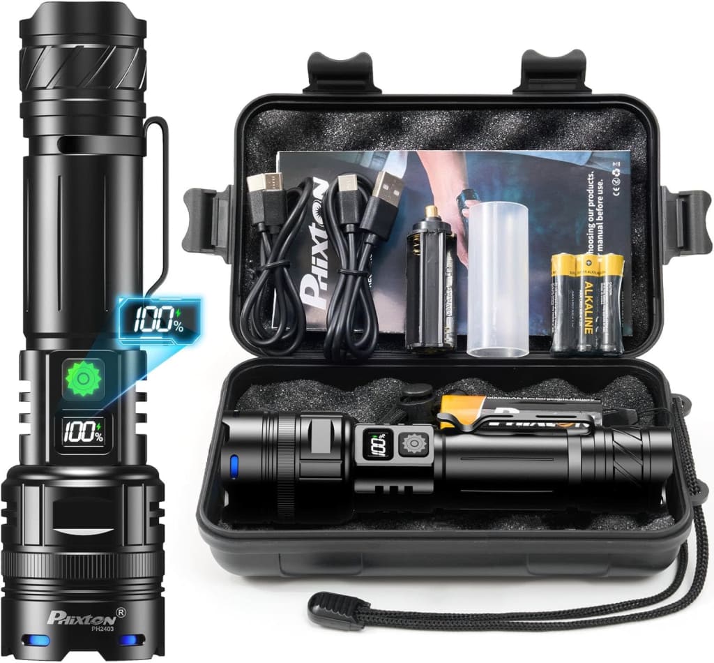 Phixton Heavy Duty Rechargeable LED Flashlight for $12 - PH2403