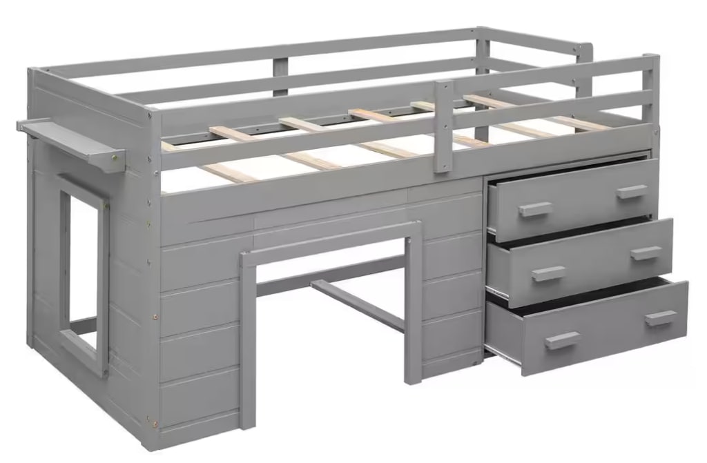Harper Bright Designs Twin Wooden Loft Bed For 458 Qmy018aae