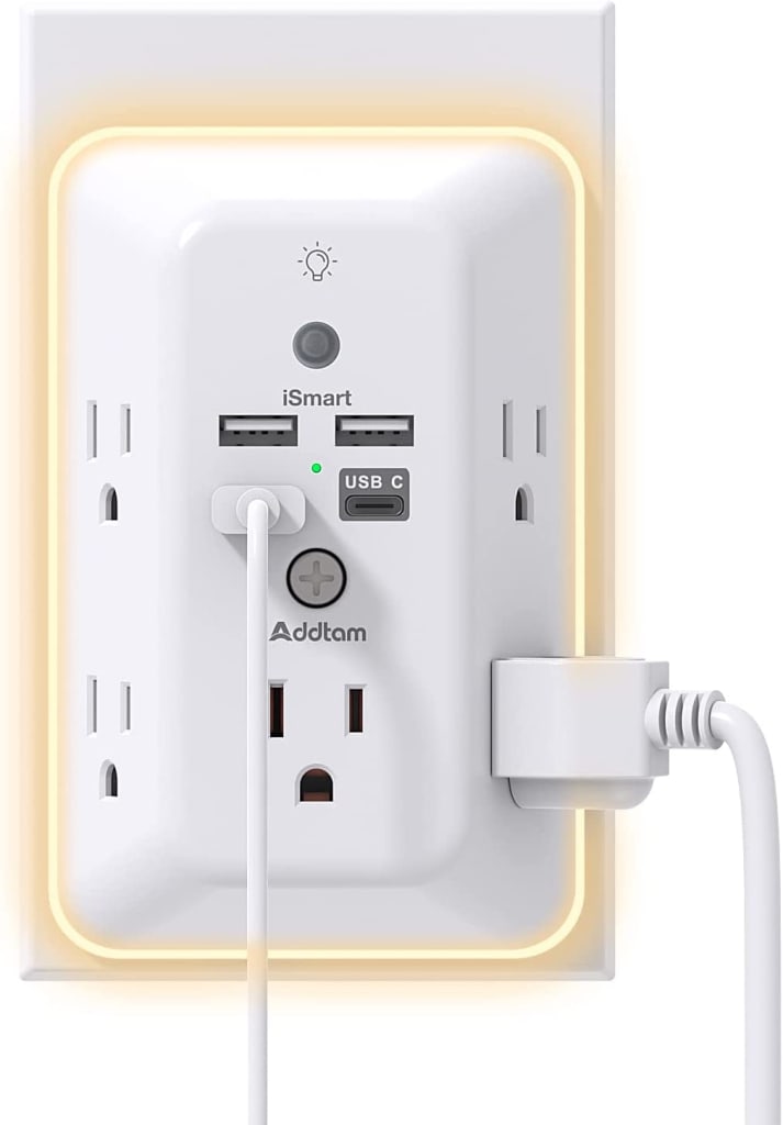 Addtam 5-Outlet USB Wall Charger Surge Protector for $17 - AD45C