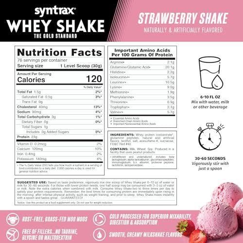 Syntrax Nutrition Whey Shake Protein Powder, Cold Filtered ...