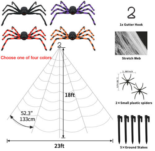 23x18-Foot Halloween Spider Web w/ 2 Spiders for $19 - CA9090156WH